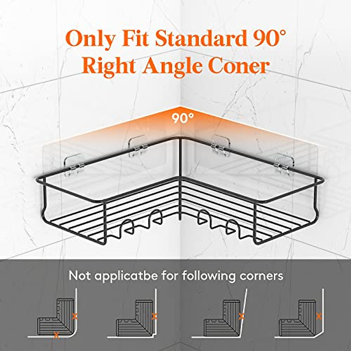 Lifewit Corner Shower Caddy, Rustproof Stainless Steel Shower Organizer, No Drilling Traceless Adhesive Shower Shelves For Bathroom & Kitchen Storage, 3-Pack Shower Shelf (Matte Black)