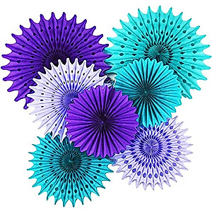 Teal Purple Birthday Decorations Mermaid /Wonderland Frozen Party Decorations/Mermaid Party Decorations /Under The Sea Party Supplies Teal Purple Tissue Paper Fan /Frozen Baby Shower Decorations