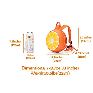 Kids happy Toddler Backpack with Leash,Child Safety Harness Backpack,Kids Backpack Harness Leash,Toddler Waterproof Backpack with Leash, Fruit Pattern,for Age 1-10 Years (Orange), 9x9x4 inch (LT010)