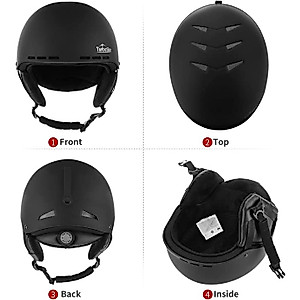 TurboSke Ski Helmet, Snowboarding Helmet for Men, Women and Youth (S, Black)