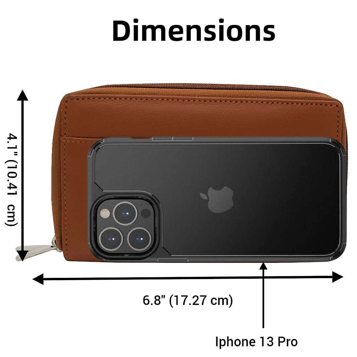 MARSHAL Genuine Leather Womens RFID Blocking Security Double Zip-around Indexer Phone Wallet (Tan)