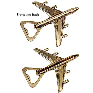 Youkwer 20 PCS Skeleton Airplane Bottle Opener with “OUR ADVENTURE BEGINS”Exquisite Packaging for Wedding Party Favors & Decorations (Dark Gold)