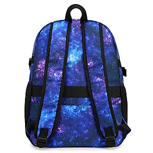 MIRLEWAIY Classical Daypack Lightweight Teen Girls boys Bookbag Fashion Backpacks Work Bag for school, Black Purple Space