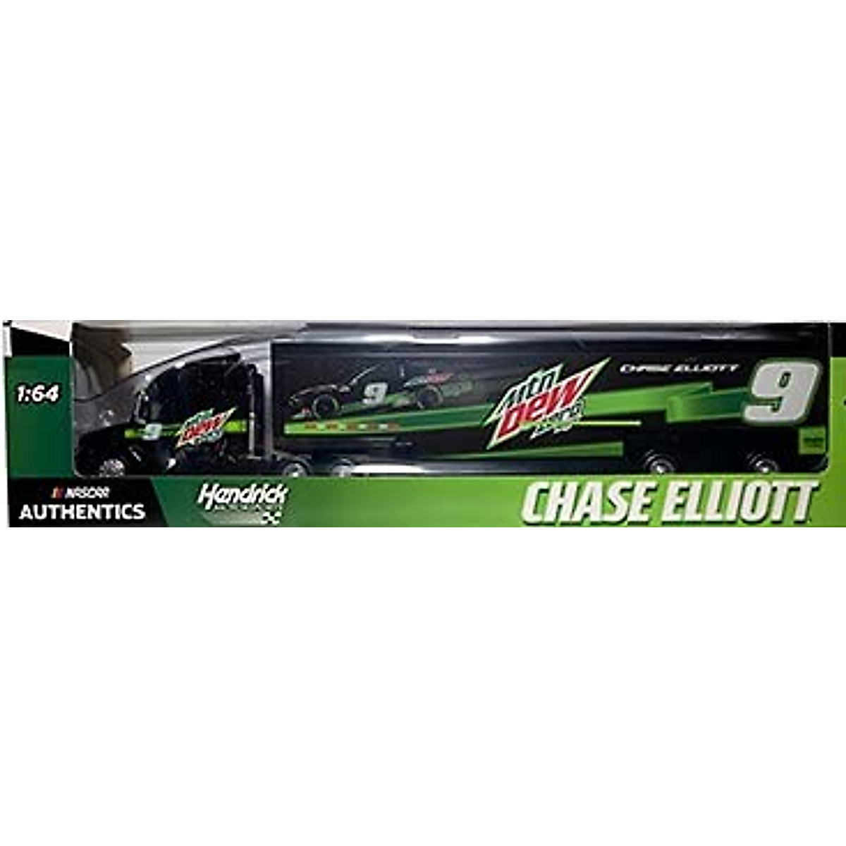 Action Racing Authentics 2020 Chase Elliott #9 Dew Hauler Trailer Rig Transporter Truck Cab 1/64 Scale Metal Cab Tractor, Plastic Hauler