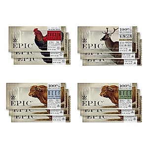 Epic Provisions Protein Bars Variety Pack, Venison, Chicken, and Beef Flavors, Keto and Paleo Friendly, 12 ct