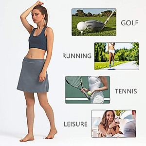 PCGAGA Pleated Tennis Skirt for Women Women's High Waisted Golf Skirt with Inner Shorts Pockets Golf Skirts Grey