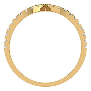 0.12 ct Brilliant Round Cut Clear Simulated Diamond 14k Yellow Gold Wedding Engagement Designer Anniversary Ring Band Sz 5.5