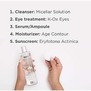 ISDIN Micellar Solution, 4 in 1 Makeup Remover, Cleanser, Hydrating Toner - Suitable for Sensitive Skin, 13.5 Fl. Oz