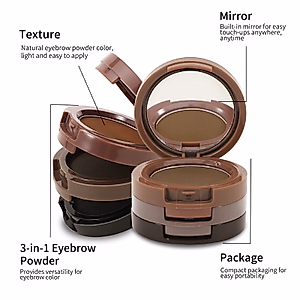 Boobeen 3 Color eyebrow Powder Palette, Waterproof Powder Eyebrow Makeup, Brow Definer Powder Eyebrow Filler to Shape Perfect Brow