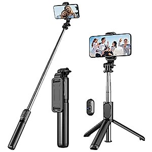 Selfie Stick Tripod with Detachable Wireless Remote, 4 in 1 Extendable Portable Selfie Stick & Phone Tripod Stand Compatible with Gopro, iPhone/Samsung/Huawei, etc.