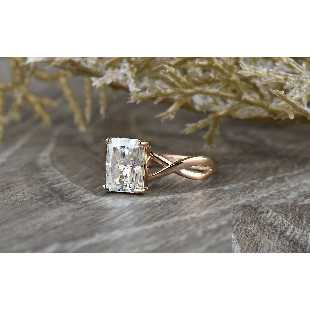 BeBold 1ct Radiant Cut Moissanite Engagement Ring for Women Rose Gold Plated Infinity Solitaire