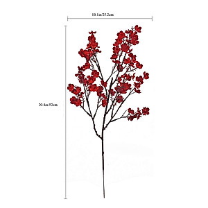 Uieke 6 Pcs Baby Breath Artificial Flowers Faux Silk Gypsophila Bouquet Fake Flower Real Touch Red Flowers for Hotel Home Office Kitchen Bathroom Wedding Party DIY Garden Vase Decor