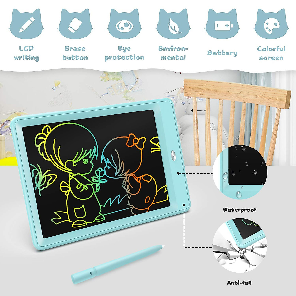 bravokids LCD Writing Tablet Doodle Board 10 Inch, 10 inch Colorful Doodle Board 2 Pack
