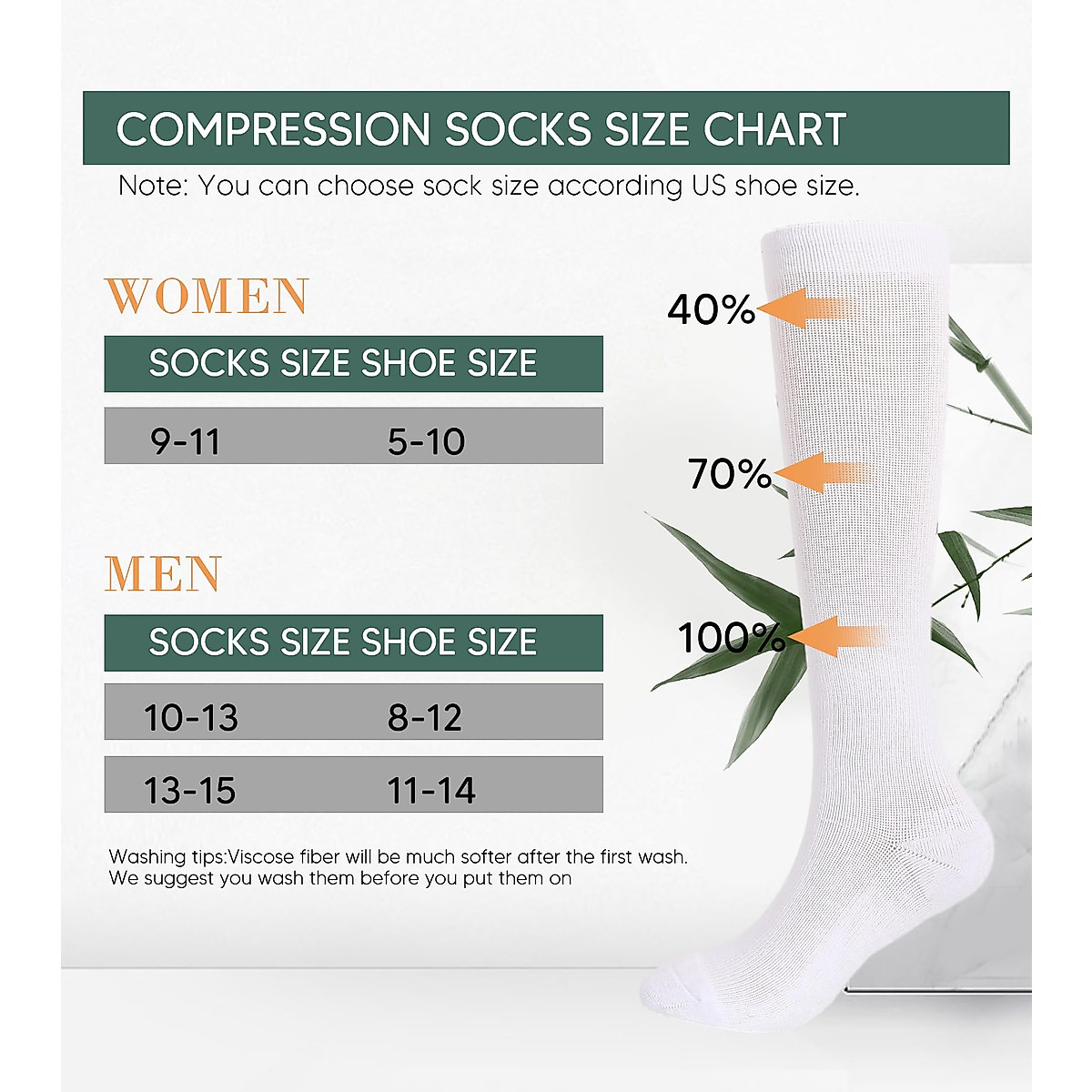 Bamboo Rayon Compression Socks for Women Men, 8-15mmHg Moderate Circulator Graduated Support Sock for Running Cycling Travel, White(3 Pair, 9-11)