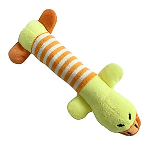 Dog Plush Toy,Cute Striped Animal with 4 Legs Squeaky Dog Chew Toy,Bite Resistant Sound Design Cute Appearance Stuffed Animal Toy Decoration for Pet Dog Cat Teeth Grinding Cleaning Duck(Duck)