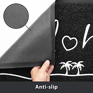 ALOHA Door Mat Welcome Mat Inside Outside Home Floor Mat Low-Profile Indoor Outdoor Mats for Entryway High Traffic Areas Patio Garage Porch Rugs, Black, 30"x17.5"
