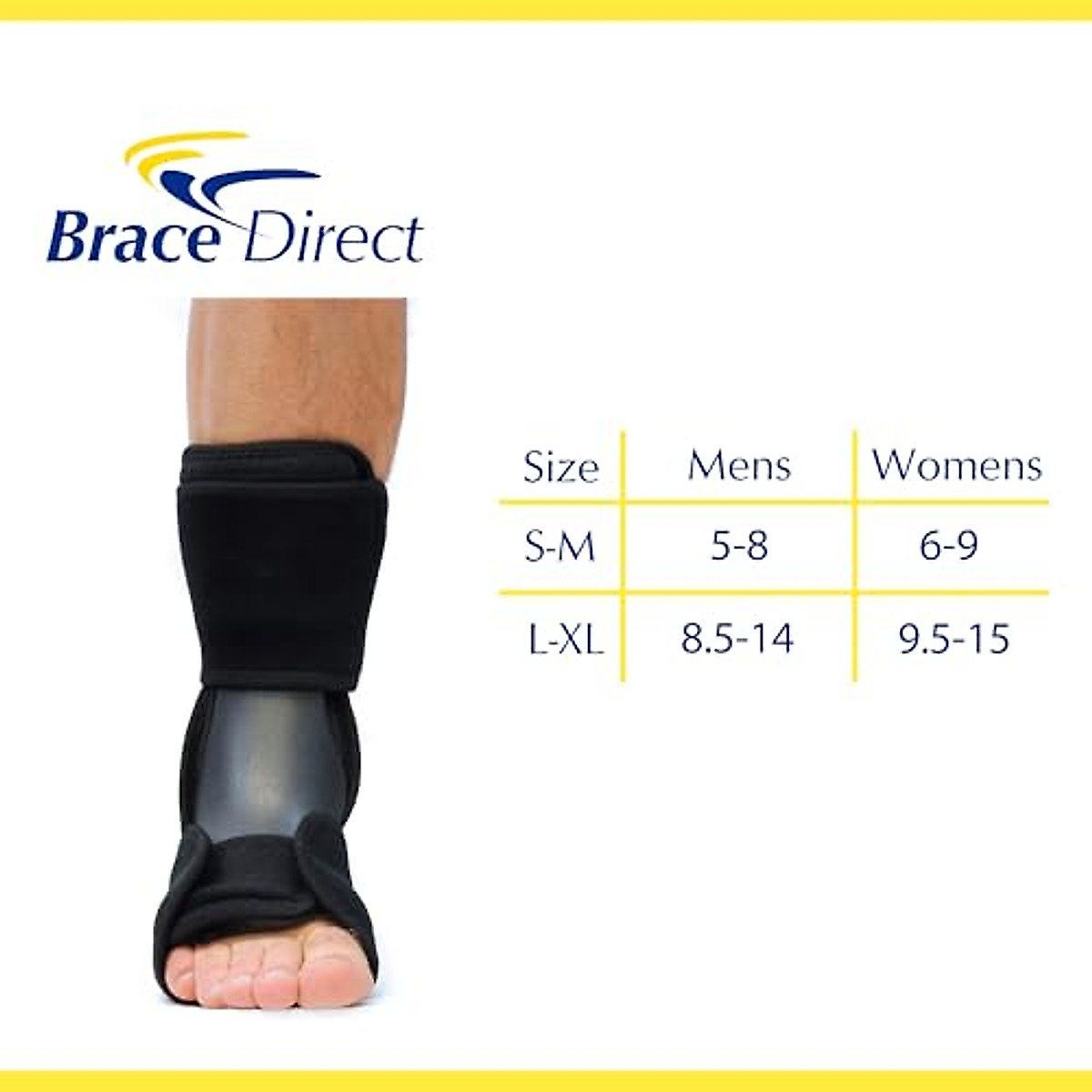 Brace Direct Dorsal Adjustable Night Sleeping Splint - for Plantar Fasciitis Relief, Arch Support, Heel Foot Pain, Tendonitis, Drop Foot