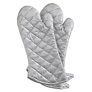 New Star Foodservice 32086 Interwoven Cloth/Silicone Oven Mitts, up to 400F, 15-Inch, Set of 2
