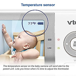 VTech VM923-2 Baby Monitor, 2.8”Screen, 1000ft Range, Pan-Tilt-Zoom, Night Vision, 2-Way Audio, Temperature Sensor, Lullabies, Secured Transmission No WiFi