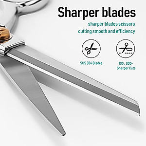 8.5 inch Sharp Fabric Scissors Sewing Scissors Professional Metal Scissors for Leather Cloth Cutting Lightweight Tailoring Shears Crafting Scissors for Home Office