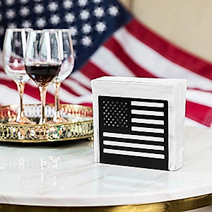MyGift Black Metal Upright Napkin Holder for Table with American Flag Cut-out Design, Patriotic Dining Decor