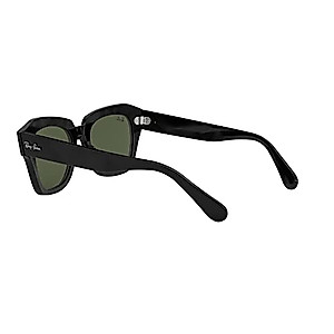 Ray-Ban RB2186 State Street Square Sunglasses, Black/G-15 Green, 49 mm