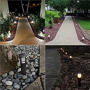 Malibu Aged Iron Collection LED Bollard Pathway Light Low Voltage Landscape Lighting Outdoor Bollard Lights for Lawn Patio Yard Walkway Driveway Pathway Garden Landscape, 8 Pack 8400-4320-08, Black