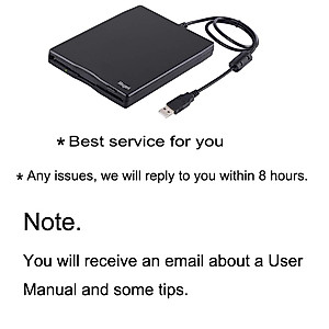 Mougerk USB Floppy Drive, 3.5" USB External Floppy Diskette Drive 1.44 MB FDD Portable USB Drive Plug and Play for Laptops Desktops and Notebooks (Black)