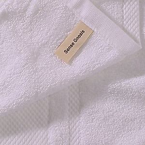 sense gnosis Hand Towel Set of 3 Premium 100% Cotton Ultra Soft Highly Absorbent Decorative Hand Towels for Bathroom Home Hotel Spa 13 X 29 Inch (White, Khaki, Grey)