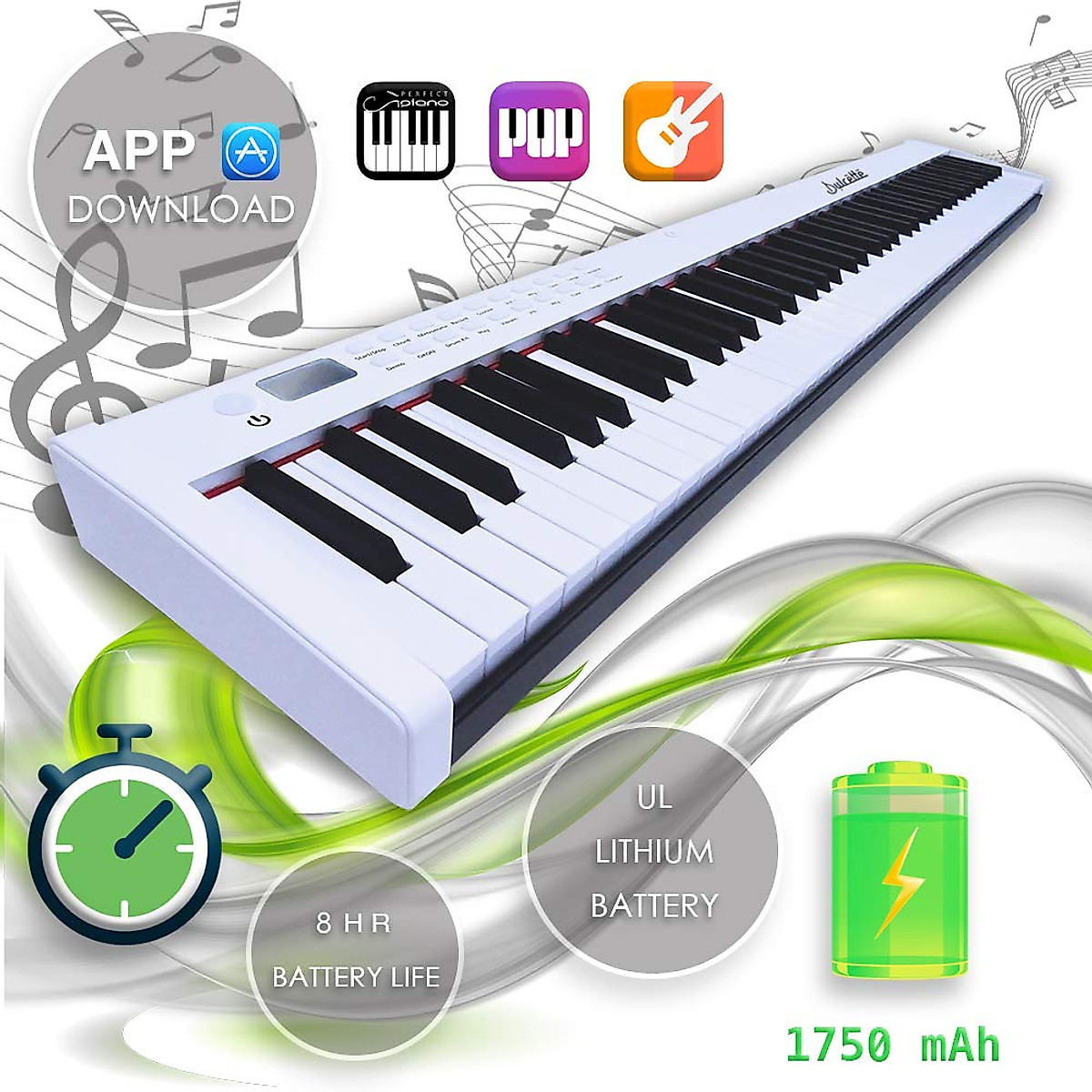 Dulcette DC11 88-Key Portable Piano Keyboard | Built-In Speakers | Semi-Weighted Keys | Sustain Pedal MIDI/USB | Electric Keyboard Piano 88-Keys | Music Stand | FREE CARRYING BAG