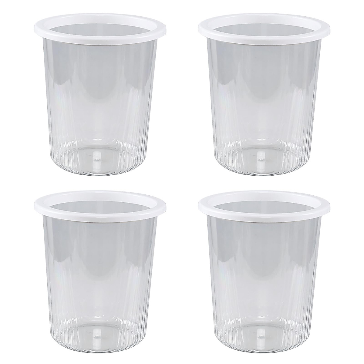 Callyne 2.6 Gallon Acrylic Clear Round Plastic Bathroom Garbage Can, 4 Pack Plastic Small Wastebasket for Multipurpose