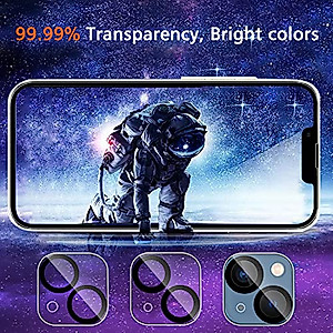 Ferilinso [6-in-1] for Apple iPhone 14 & 13 Screen Protector Accessories 3 Pack 9H Tempered Glass 2 Pack HD Camera Lens Protector Cover Protection Case Friendly mounting Frame protector de pantalla