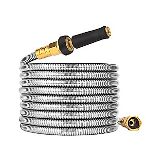 Rosy Earth Stainless Steel Garden Hose 25ft - Water Hose 25ft, no Kink Explosion, no Bite