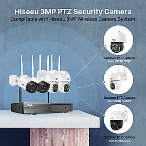 Hiseeu Security Cameras Wireless Outdoor System 5MP PTZ&Bullet Cameras IP66 Waterproof -Night Vision Motion Alert with 1TB Storage WiFi Security Camera No Monthly Fees