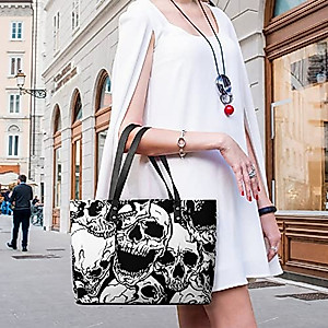 Womens Handbag Skulls Leather Tote Bag Top Handle Satchel Bags For Lady