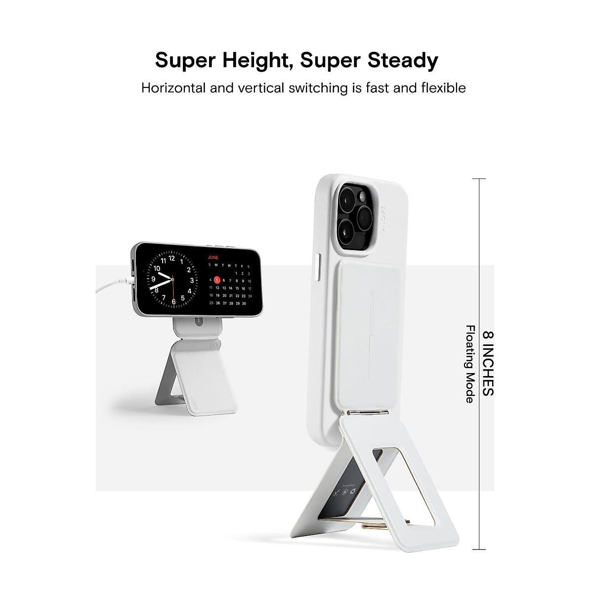 MOFT Phone Tripod Stand Compatible with iPhone 15/14/13/12 Series, Angle Adjustment & Strong Magnets & MagSafe Compatible MOVAS Invisible Selfie Stick Tripod, Misty Cove