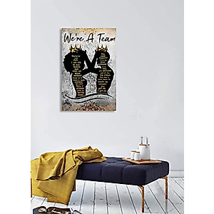 African American Wall Art Black King And Queen Canvas Print Painting Picture Artwork Black Girl Inspirational Quotes Wall Decor For Living Room Bedroom Office Home Decor Framed Ready To Hang 16x24Inch