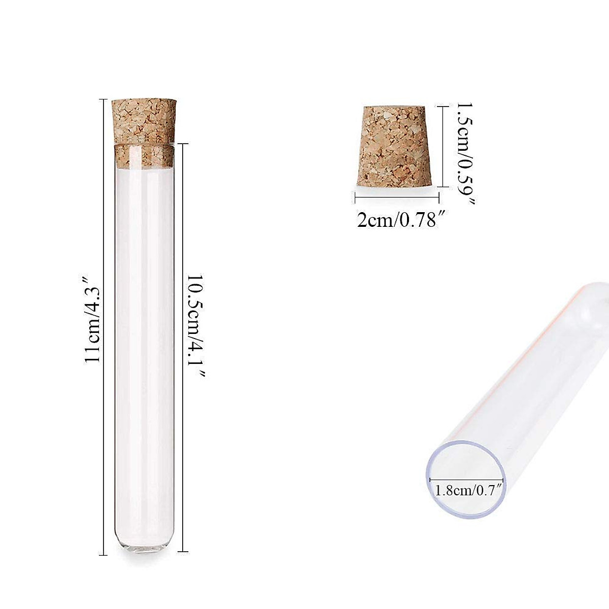 KINDPMA 20Pcs 18ml Clear Plastic Test Tubes 18x105mm with Cork Stoppers Tube Holder Candy Test Tubes for DIY Flowers Crafts Candy Bath Salts Storage Halloween Christmas Science Lab Wedding Party Favor