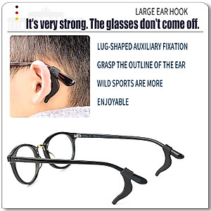 MOLDERP Eyeglass Ear Grips - 18 Pairs Glasses Anti-Slip, Comfortable Silicone Elastic Eyeglasses Temple Tips Sleeve Retainer, Prevent Eyewear Sunglasses Spectacles Glasses Slipping (Black-2)