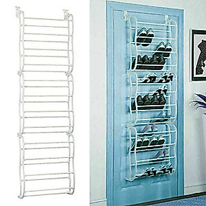 TREE.NB Hanging Shoe Rack - Over Door - 36 Pair - Storage Organizer, White