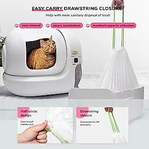 Bilibara 65 Count Drawstring Litter Box Liner Bags for Auto Self-Cleaning Litter Box, Extra Thick Leak Proof Cat Litter Replacement Waste Bags, Unscented, 22"W x 15.7"H, 4.6 Gal