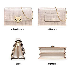 Small Leather Crossbody Bags for Women, Genuine Leather Mini Ladies Shoulder Purses with Metal Chain Strap Women's Fashion Messenger Satchels Girls Elegant Clutch Womens Casual Cross Body Bags (Gold)