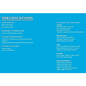 Logitech G203 Prodigy Wired Gaming Mouse, 8,000 DPI, RGB, Lightweight, 6 Programmable Buttons, On-Board Memory, Compatible with PC/Mac - Black