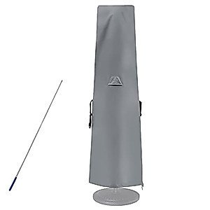 600D Patio Umbrella Parasol Cover Waterproof Outdoor Anti-UV Protective Cover with Zipper Fits Market Umbrella Up to 14 Feet,Grey