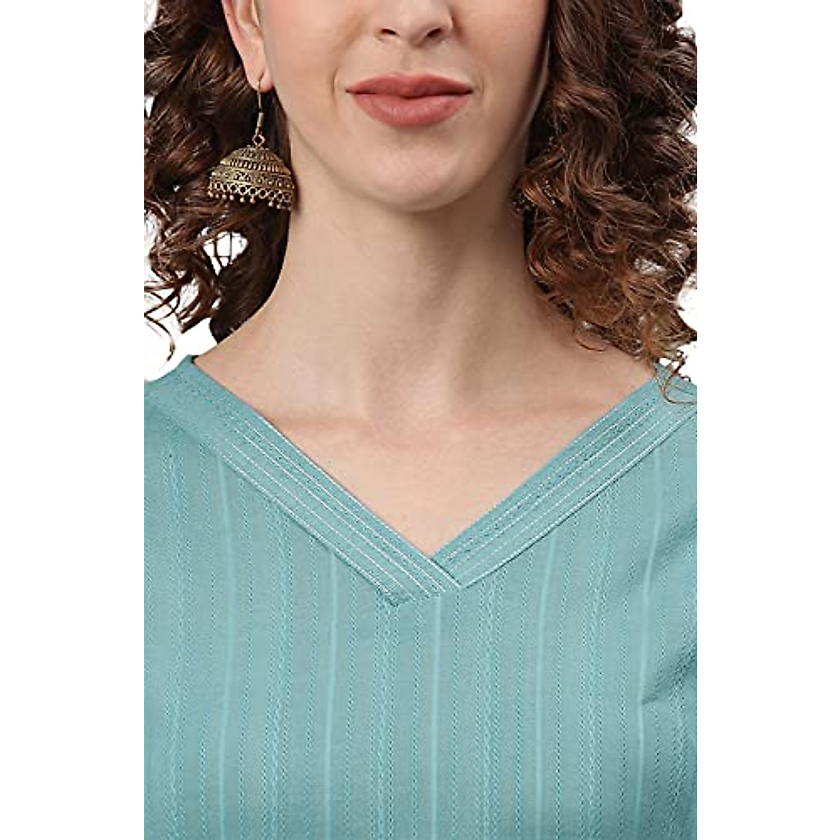 Janasya Women's Blue Cotton Kurta With Pant And Printed Dupatta