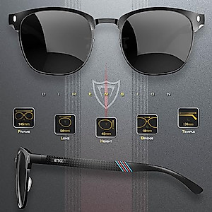 ATTCL Men's Driving Polarized Rimless Sunglasses Al-Mg Metal Frame Ultra Light 8-188 Black