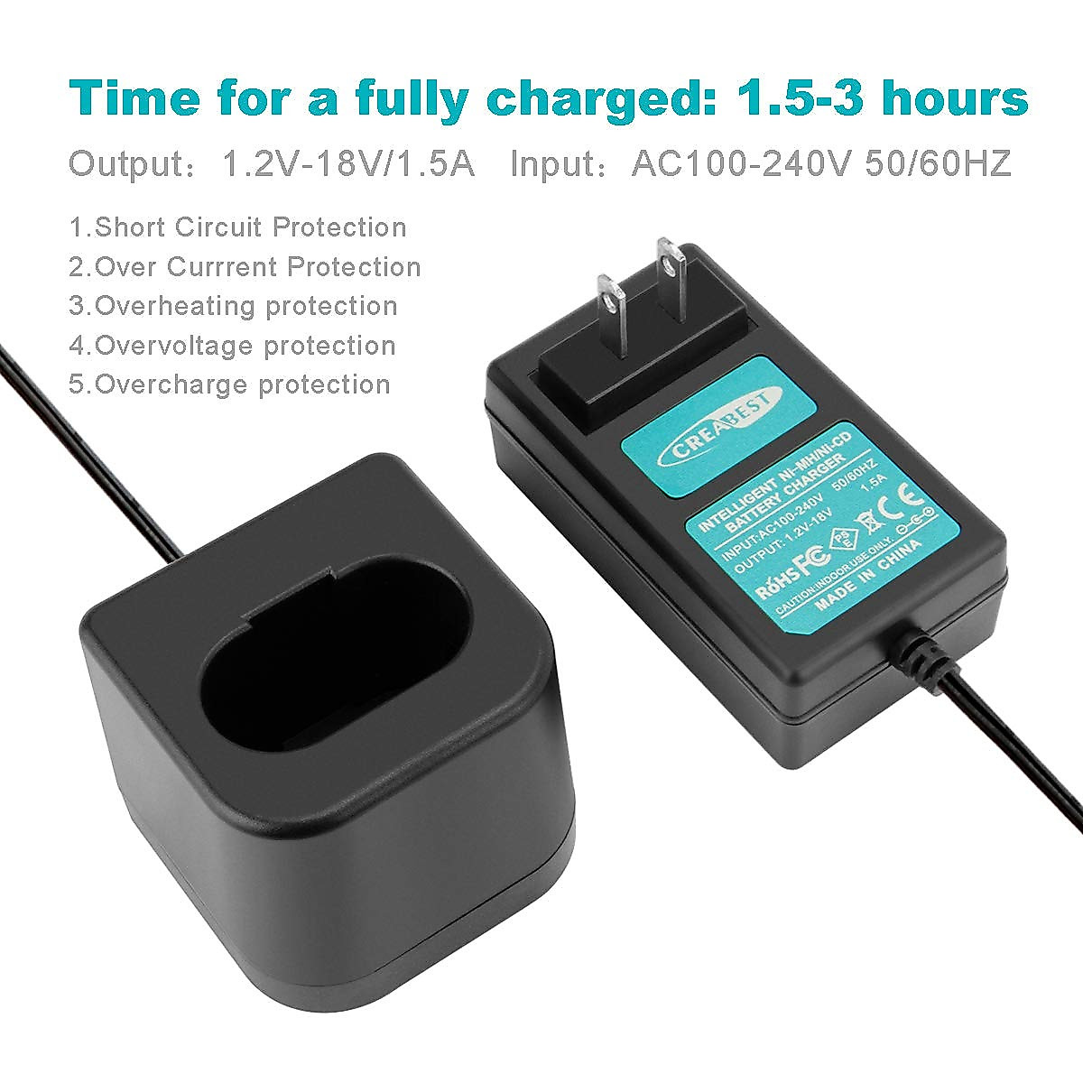 CREABEST New 6V Battery Charger Compatible with Paslode 404400 404717 900400 900420 B20720 CF-325 IM200 IM250A IM350A PS604N Pod Style Ni-HM/Ni-CD Battery (NOT for Li-ion Battery)