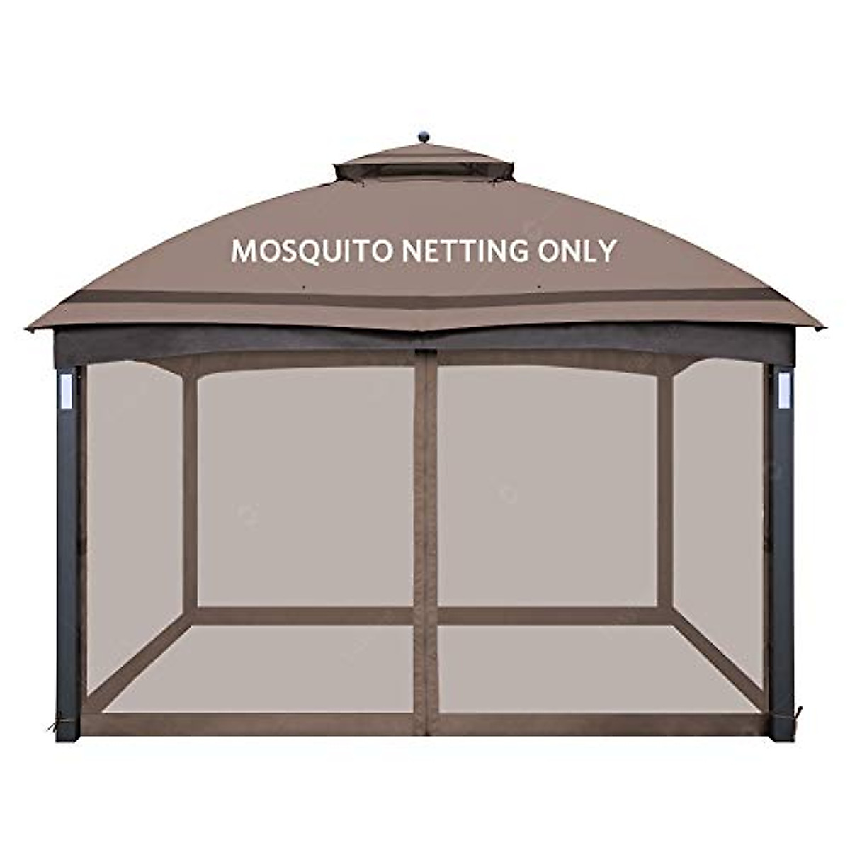 EasyLee Universal 10x 10 Gazebo Replacement Mosquito Netting, 4-Panel Netting Walls for Patio with Zippers (Brown)