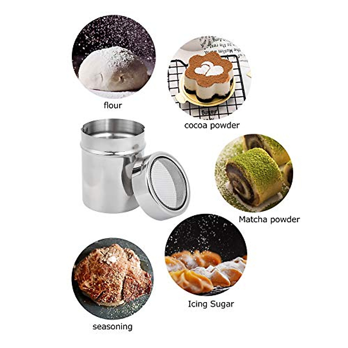 Stainless Steel Salt and Pepper Shakers, Spice Shakers, Glass Spice Jars Seasoning Shaker Dispenser with Rotatable Lid, Salt and Pepper Shakers for Salt Sugar Spice Pepper