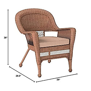 Jeco Wicker Chair with Brown Cushion, Set of 2, Honey/W00205-